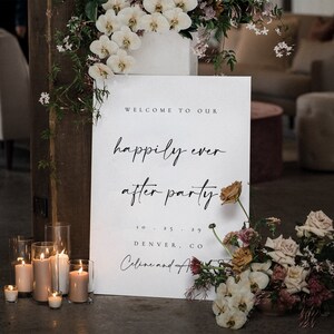 Happily Ever After Party Sign, Wedding Welcome Reception Sign, Welcome ...