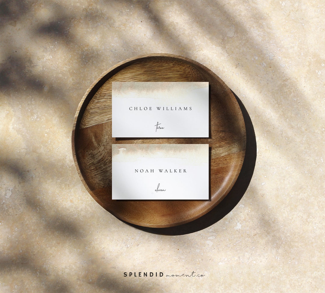 Gold Wedding Place Cards Template, Modern Name Cards, Gold Place Cards ...