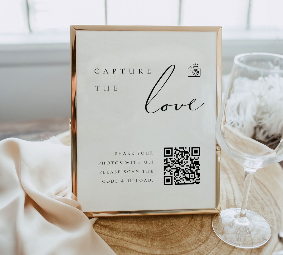 Capture the Love, Wedding QR Code Photo Sign Template, Share the Love ...