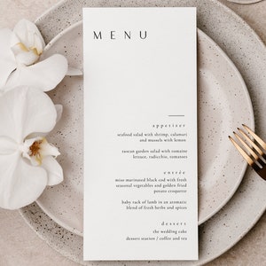 Modern Wedding Menu Template, Reception Food Menu, DIY Event Menu ...