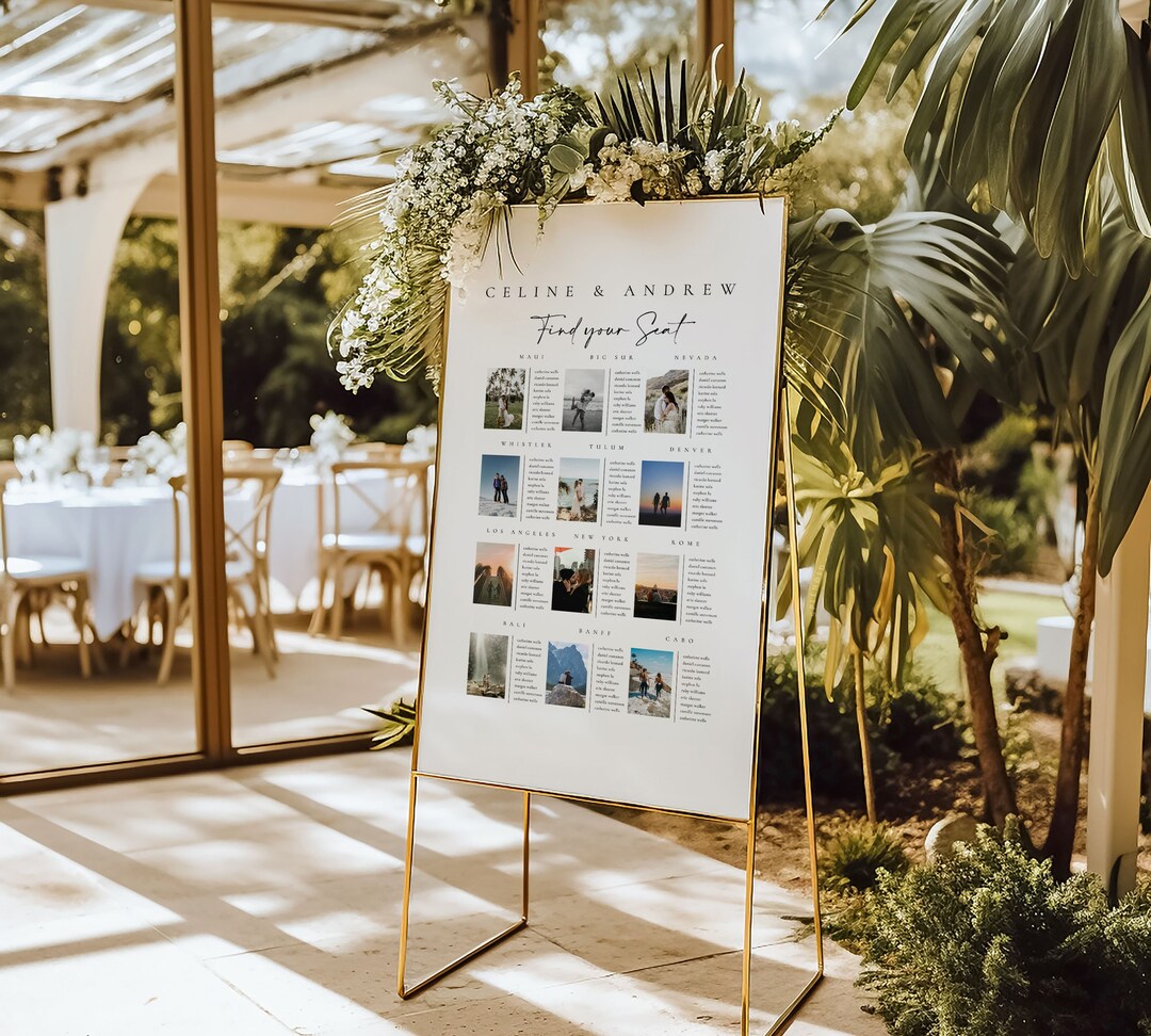 Photo Seating Chart Template, Wedding Seating Chart Sign, Photo Table ...