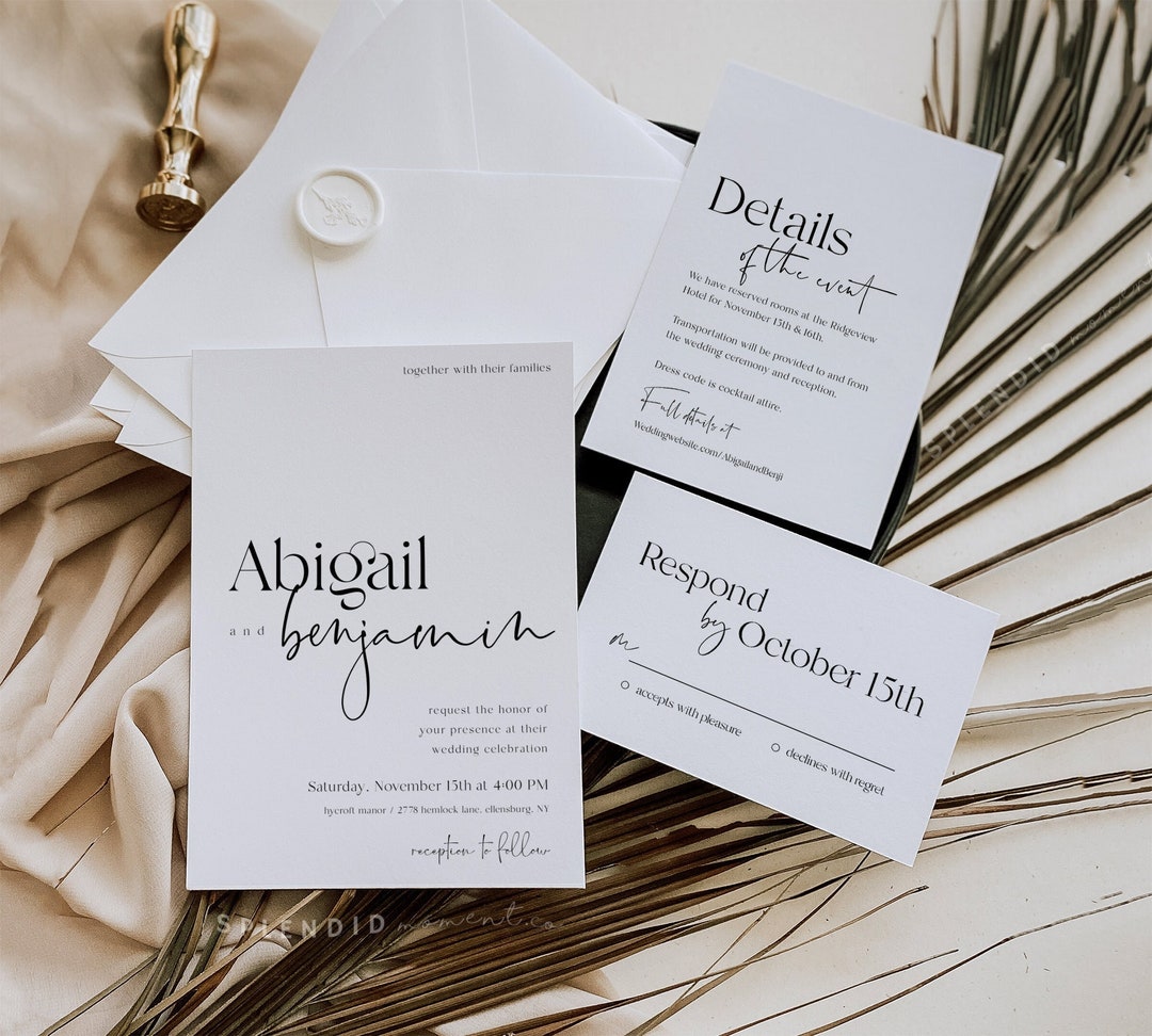 Minimalist Invitation Suite Template, Modern Invitation Suite, Minimal ...