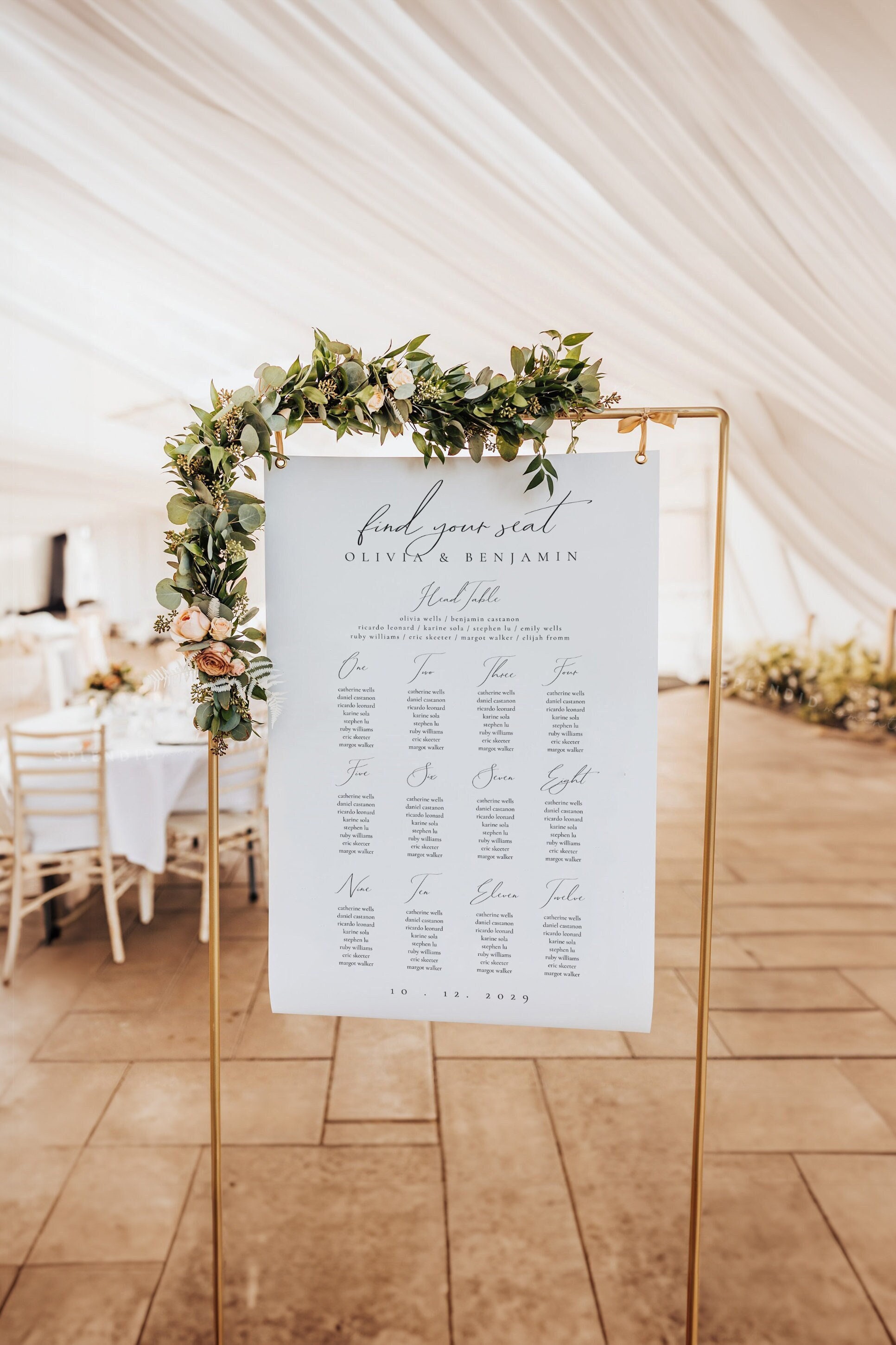 Modern Wedding Seating Chart Sign Template - Head Bridal Table Design ...