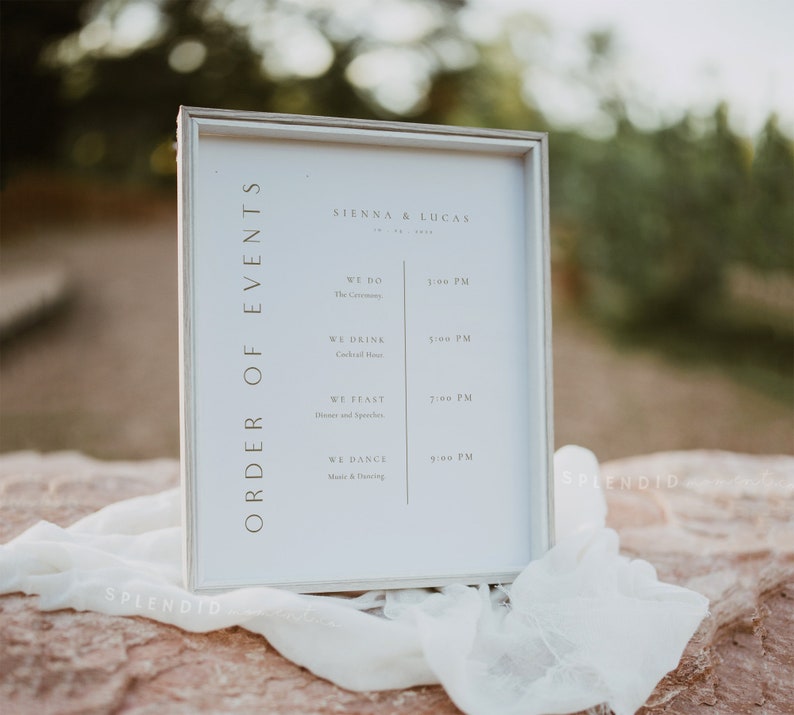 Gold Wedding Timeline Sign Template Minimal Timeline Card - Etsy