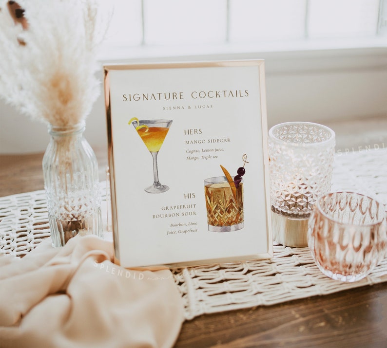 Signature Cocktails Sign Wedding Cocktail Sign Cocktail Bar - Etsy