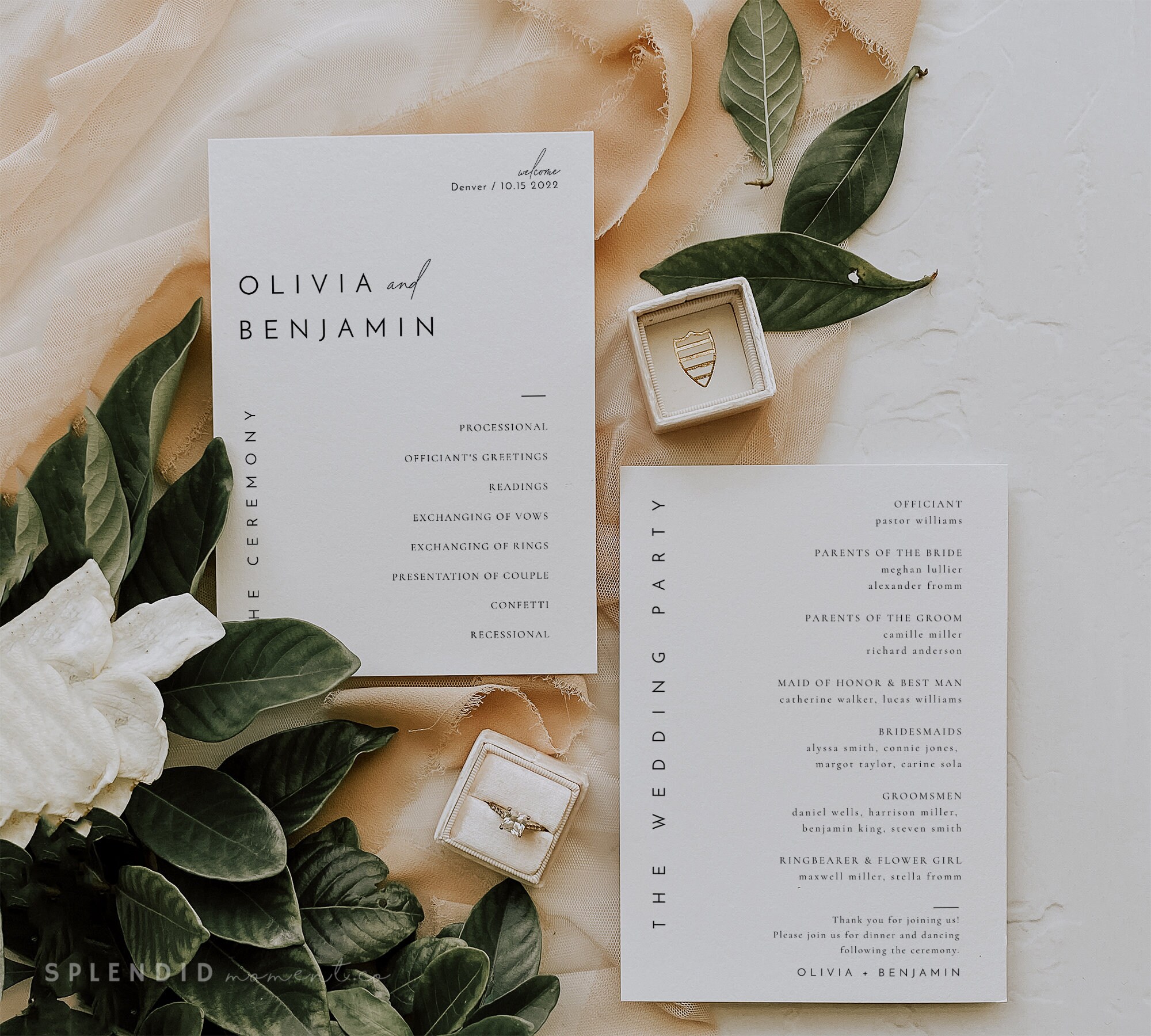 Modern Minimal Wedding Program Template Printable Elegant and - Etsy