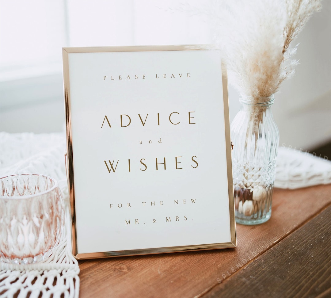 Advice Sign Template, Gold Wedding Advice Sign, Newlyweds Advice Sign ...