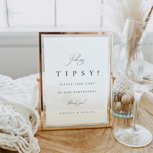 Bartender Tips Jar Sign Template, Wedding Tip Jar Sign, Tip Your ...