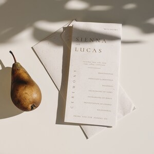 Minimalist Program Template, Wedding Program Timeline Template, Order ...