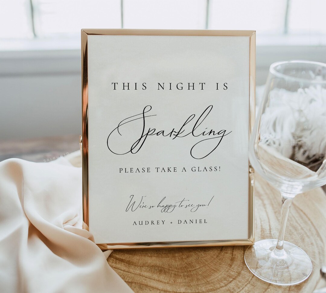 Wedding Toast Sign, Champagne Sign Template, Bubbly Sign - Audrey - Etsy