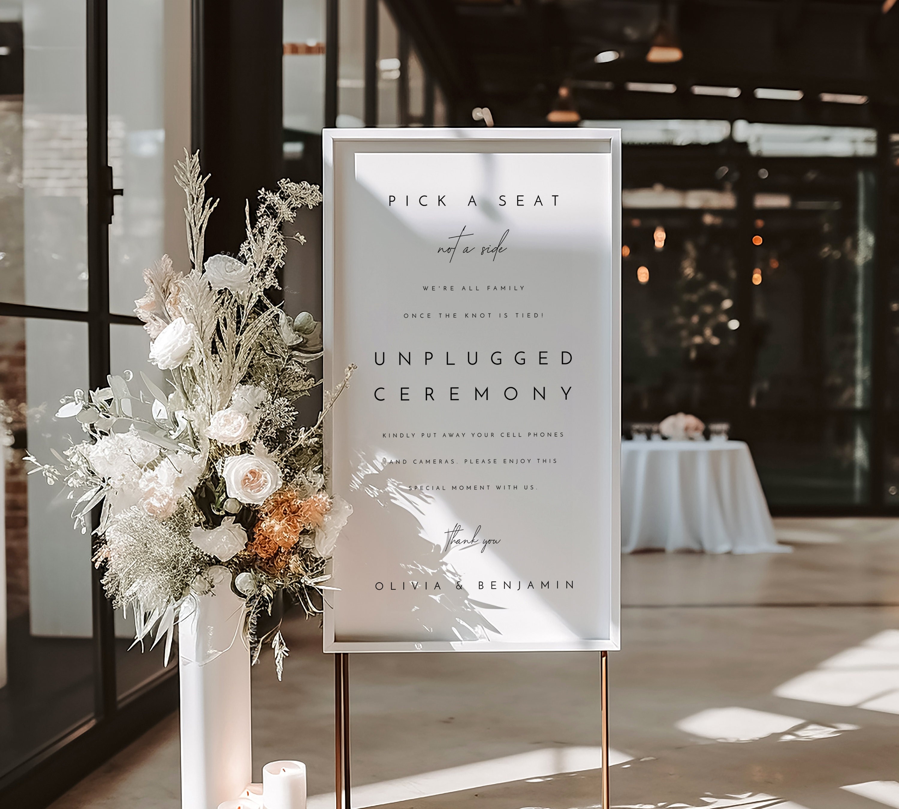 Open Seating Sign Template, Pick a Seat Not a Side, Unplugged Ceremony ...
