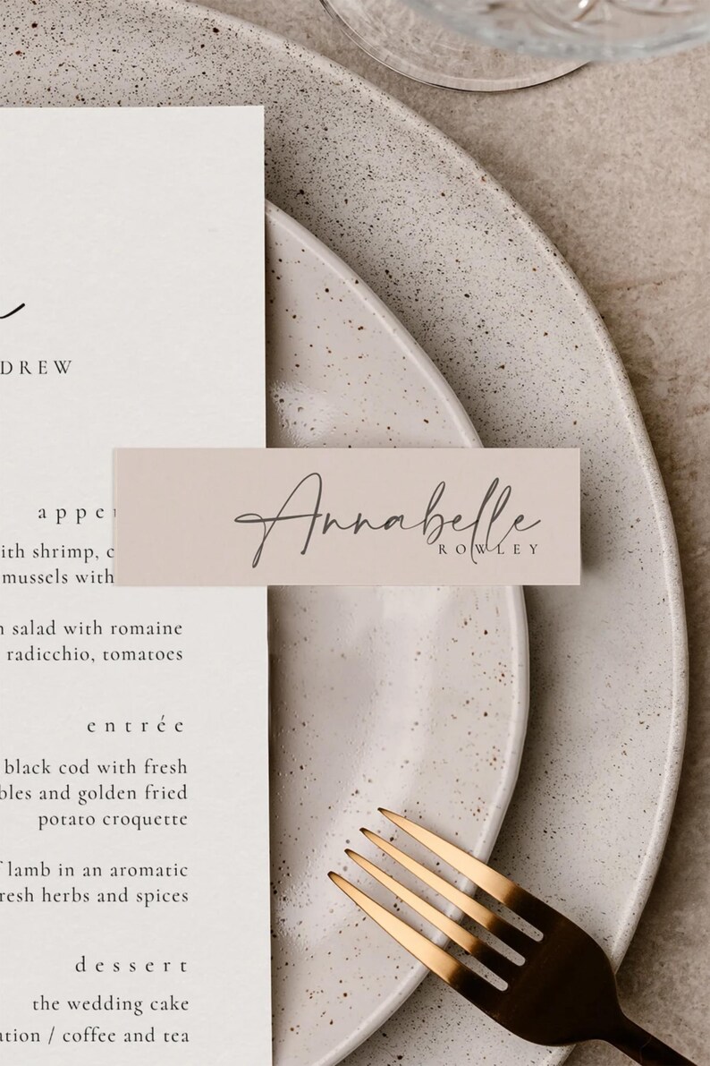 Modern Wedding Place Cards Template: Reception Name Cards for Menu ...