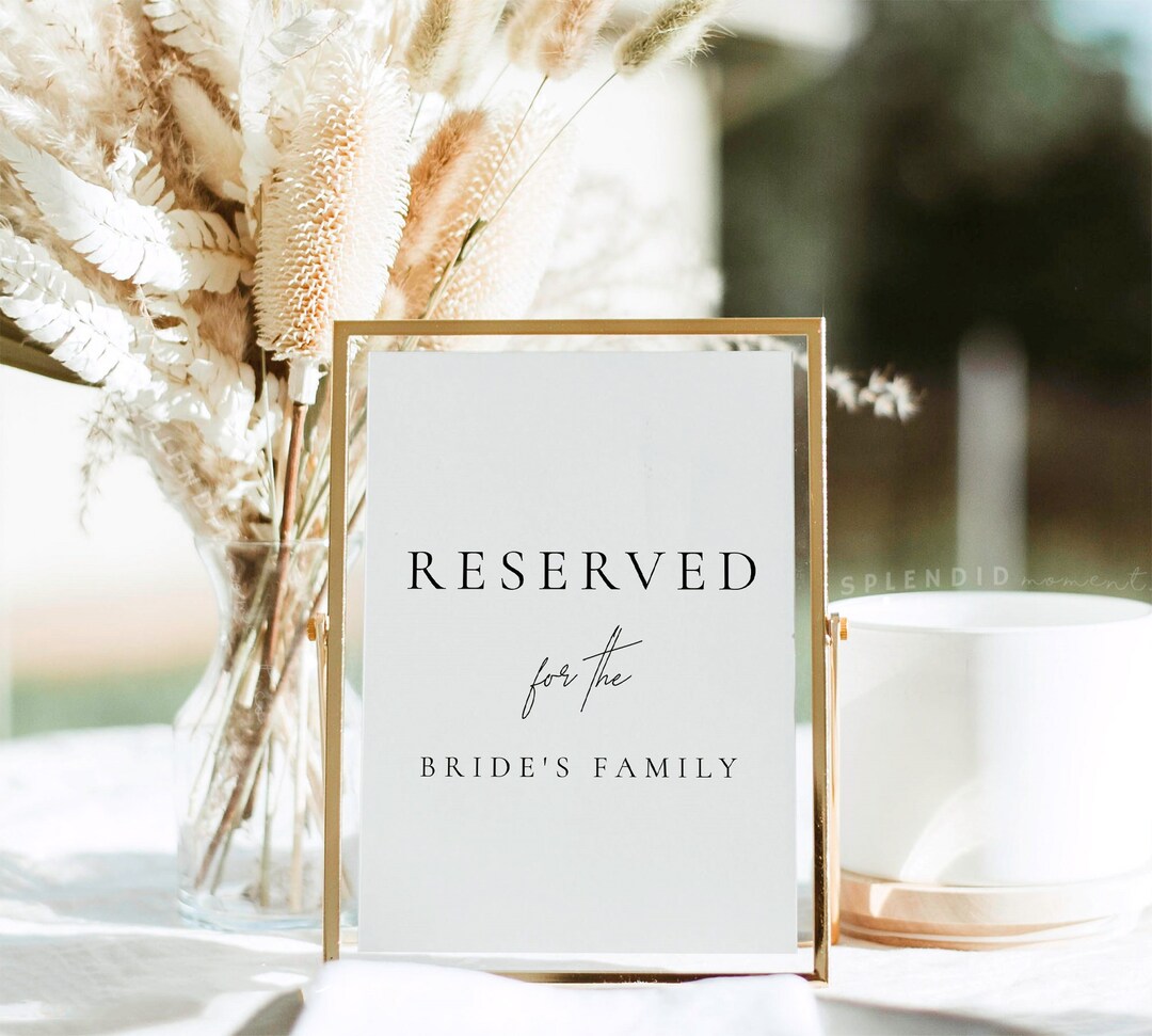 Minimalist Reserved Table Sign Template: Personalized Wedding Party ...