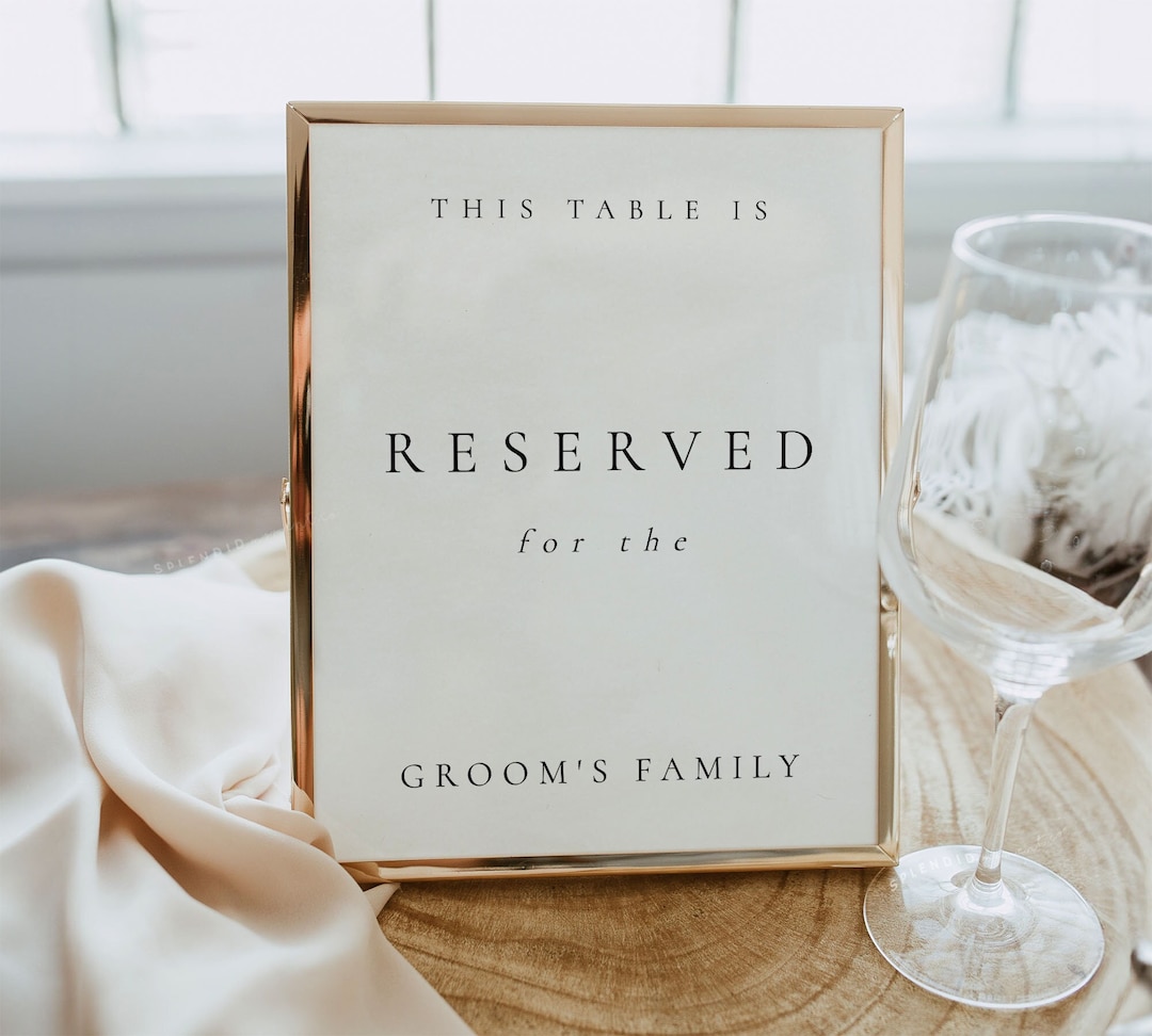 Wedding Reserved Seat Sign Template, Reserved Reception Seating Sign ...