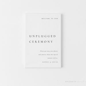 Unplugged Ceremony Wedding Sign Template, Modern Wedding Welcome Sign ...