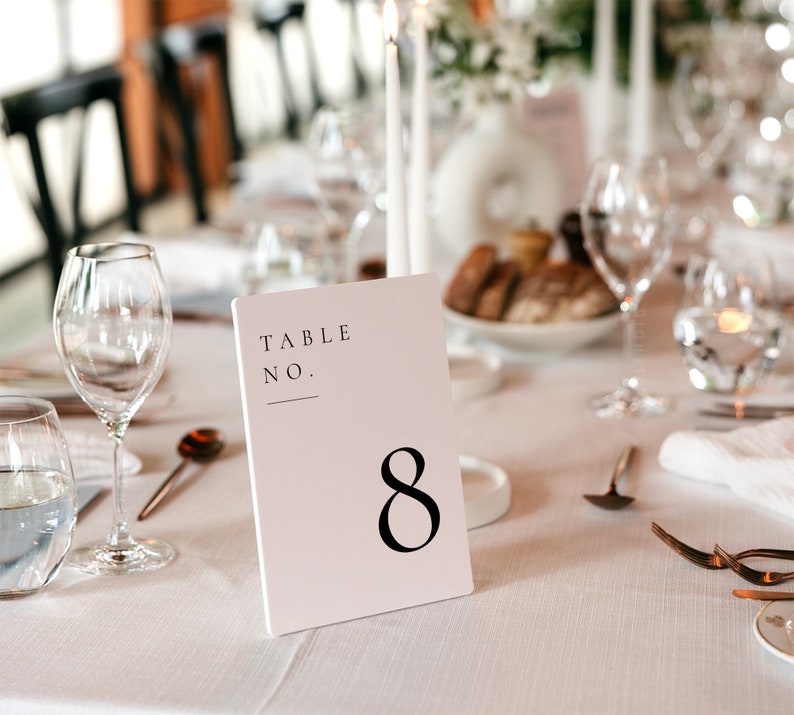 Modern Wedding Table Numbers Template: Minimalist Design (digital ...