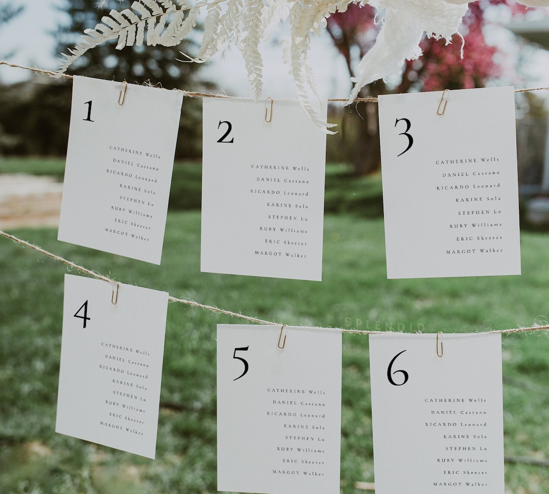 Modern Seating Chart Cards Template, Wedding Table Seating Cards ...