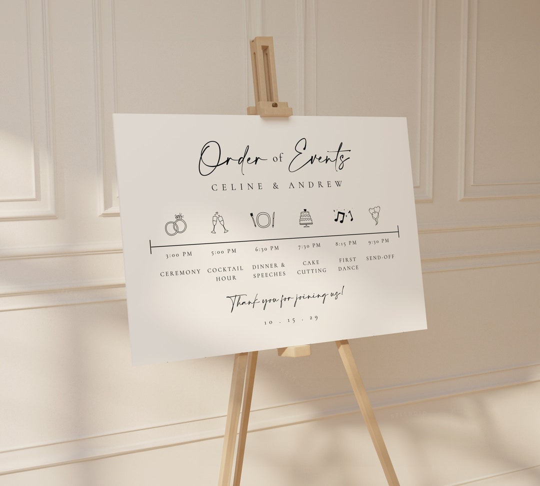 Modern Wedding Timeline Sign Template, Order of Events Sign, Wedding ...