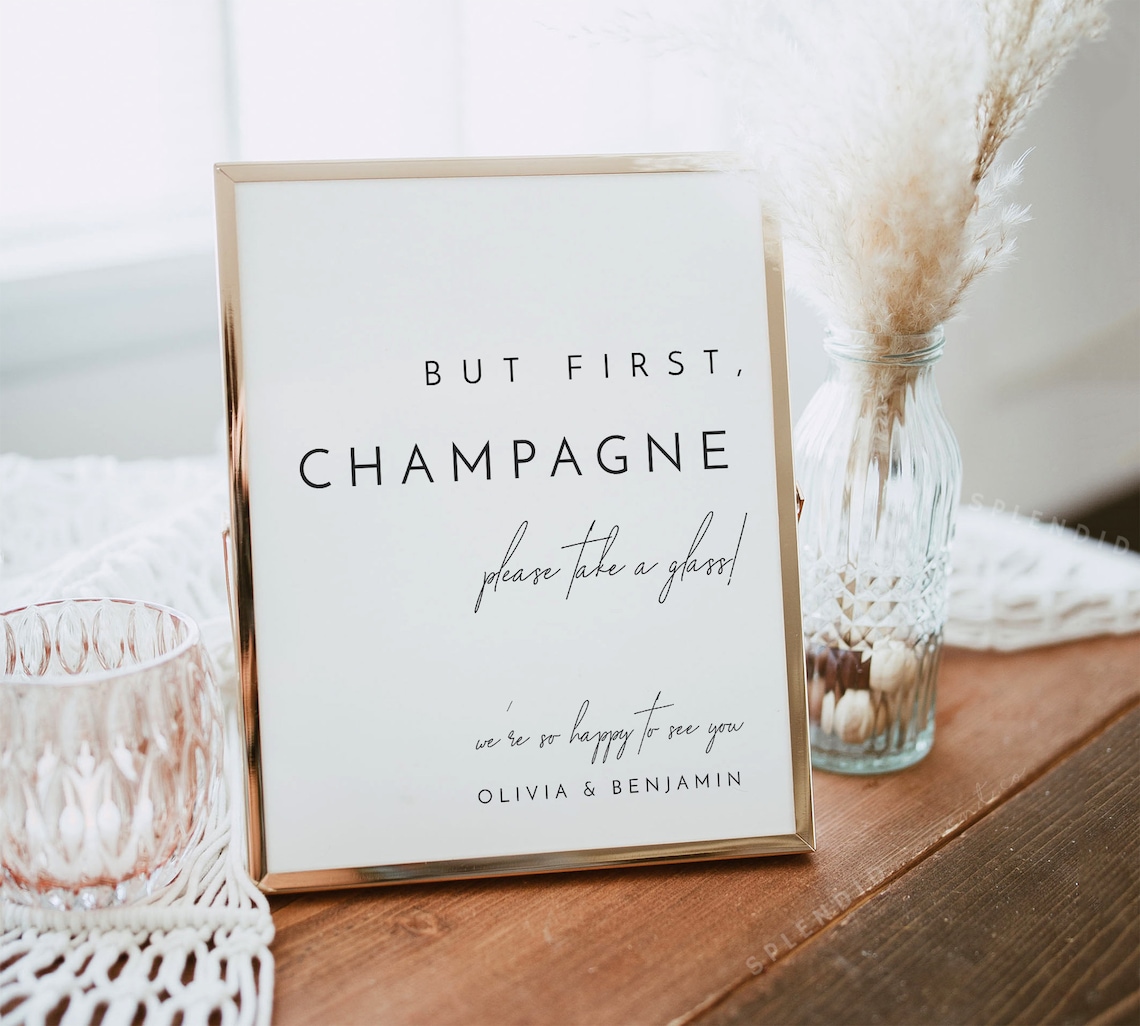 Modern Champagne Sign Template Champagne Wedding Sign but | Etsy