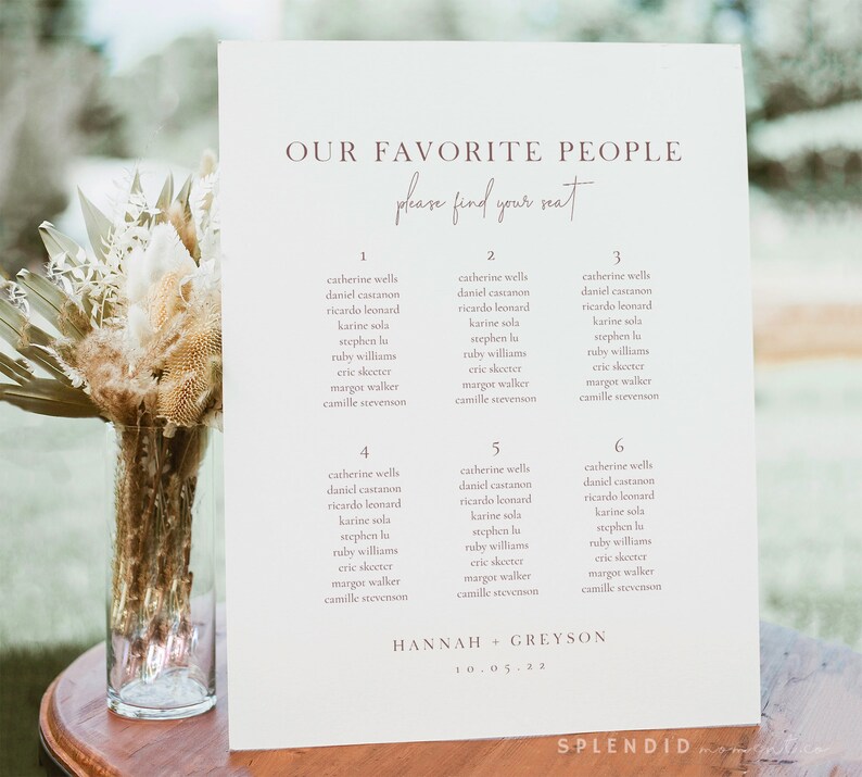 Boho Wedding Seating Chart Template Rustic Bohemian Seating | Etsy Canada