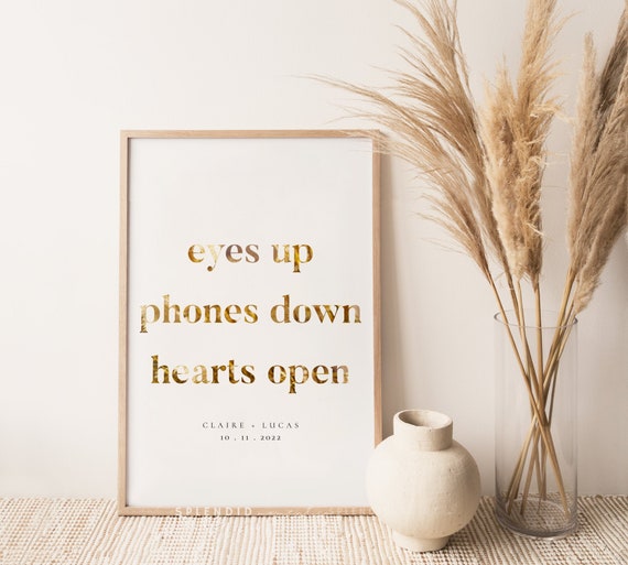 Eyes up Phones Down Hearts Open Sign Template Unplugged Sign | Etsy