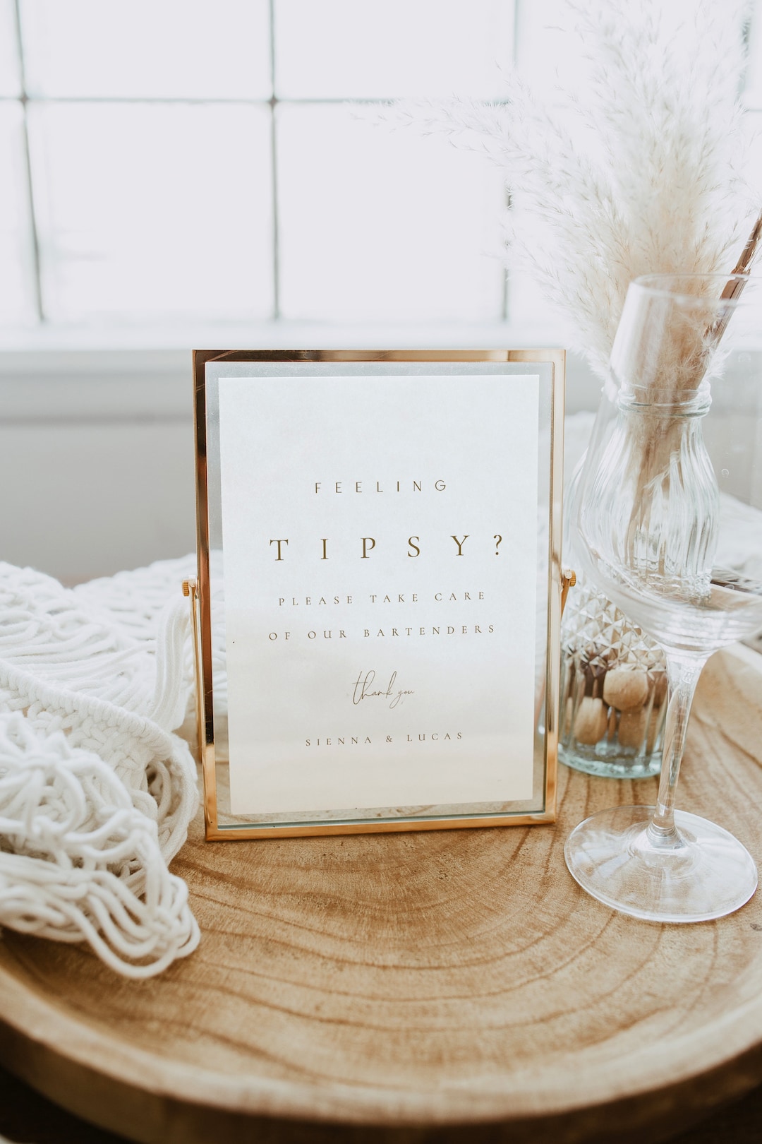 Gold Feeling Tipsy Sign Template, Wedding Bar Tips Sign, Cash Bar Sign ...