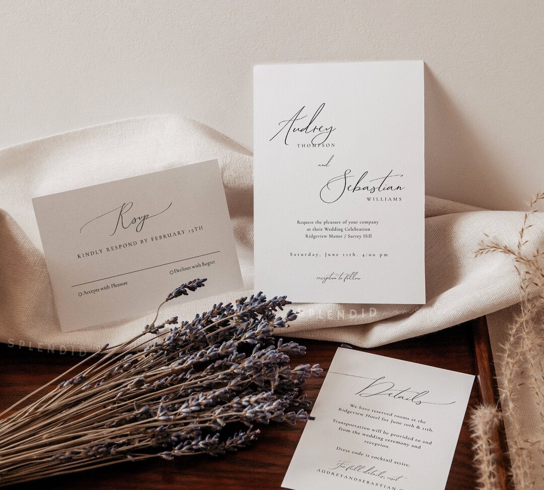 Elegant Invitation Suite Template, Simple Invitation Suite, Vintage ...