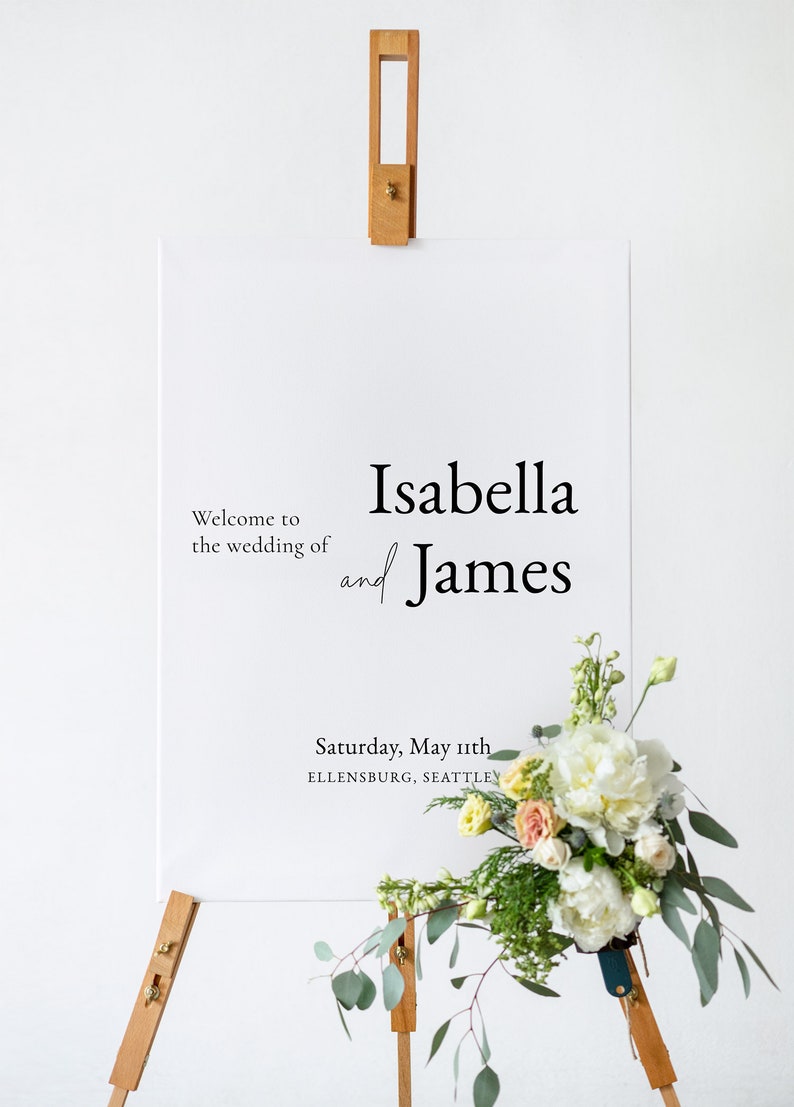 Isabella Minimalist Wedding Sign Welcome Wedding Sign | Etsy