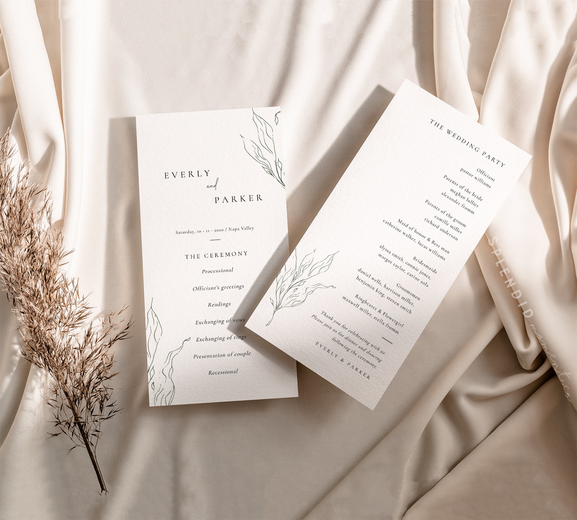 Elegant Wedding Program Template Printable Wedding Program | Etsy