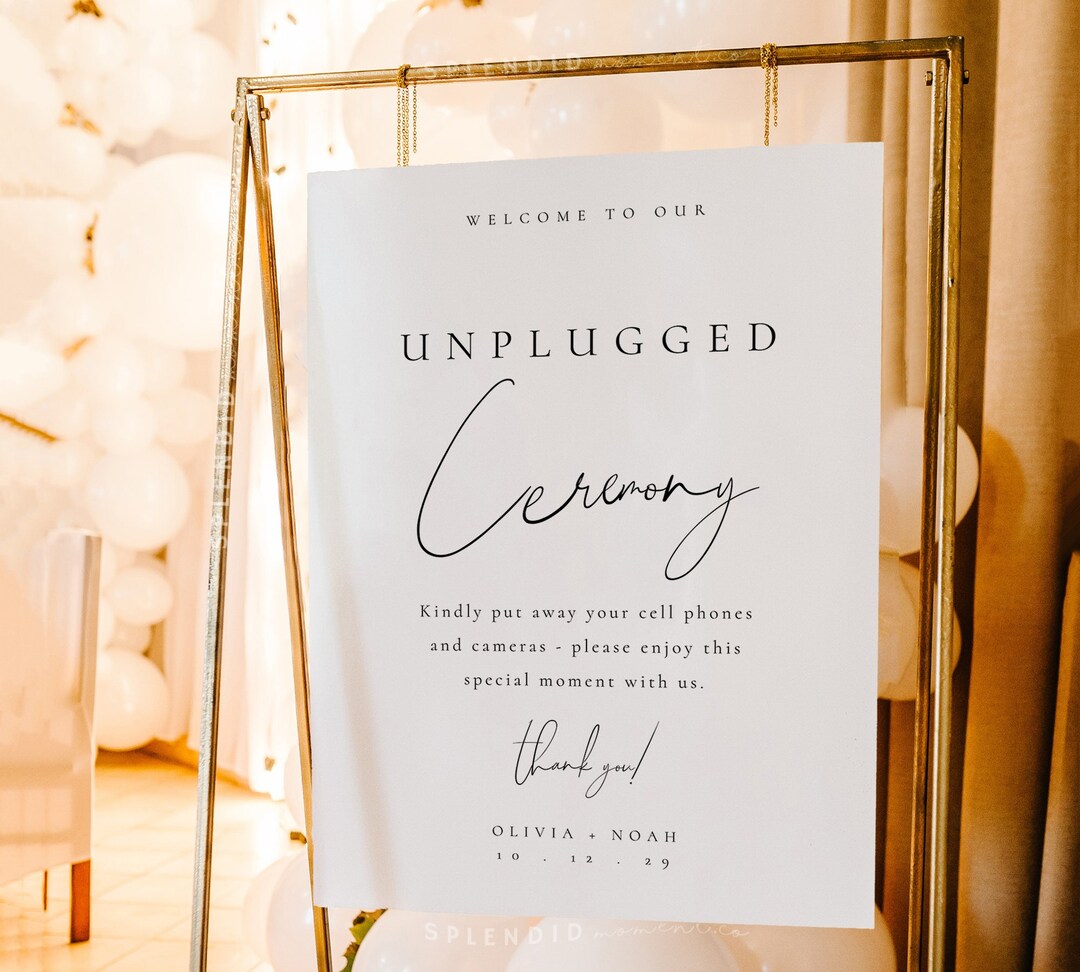 Modern Unplugged Wedding Sign Template: Ceremony Decor (digital ...