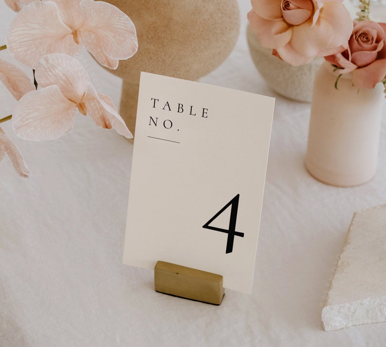 Modern Wedding Table Numbers Template: Minimalist Design (digital ...
