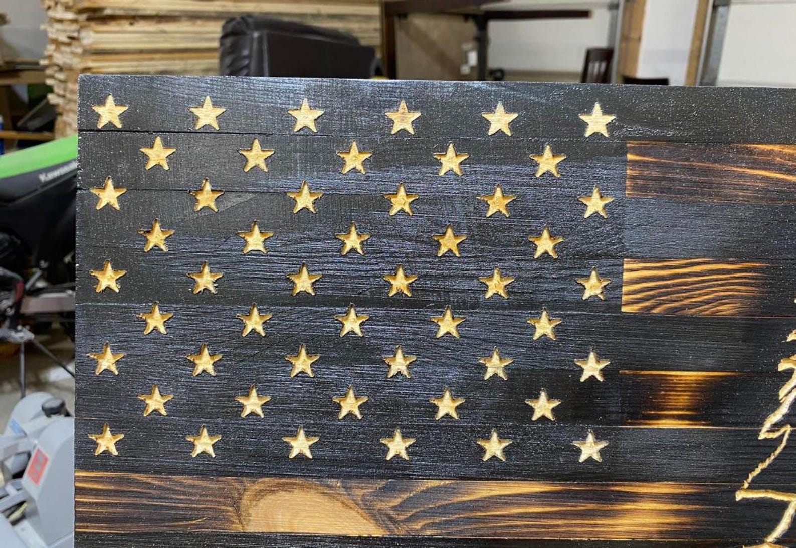 Excavator/pipeline/wood Flag/american Flag/oilfield/gifts/construction ...