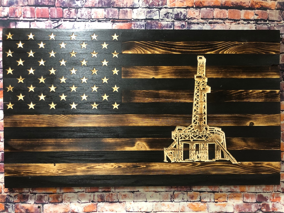 Oil Rig/wooden Flag/rustic/gifts for Him/oilfield Trash/home Decor/wall ...