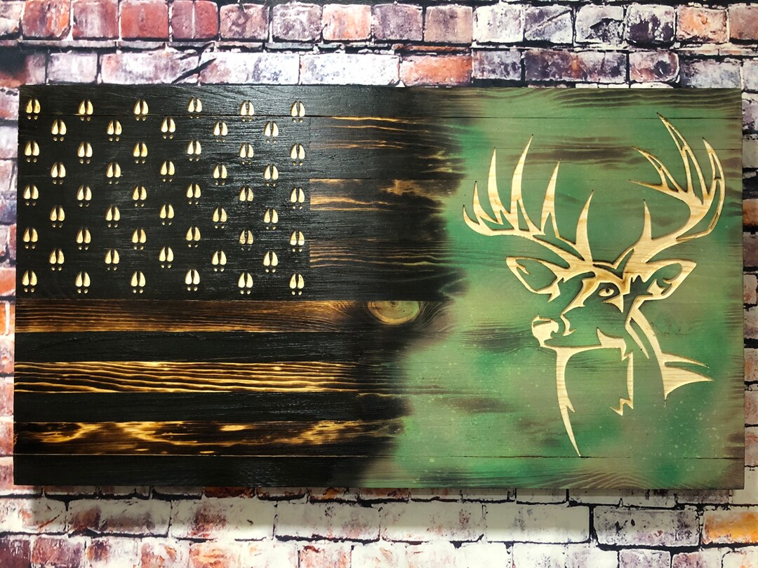 Buck/deer/wood Flag/home Decor/wall Hanging/gifts/rustic Decor/wall Art ...