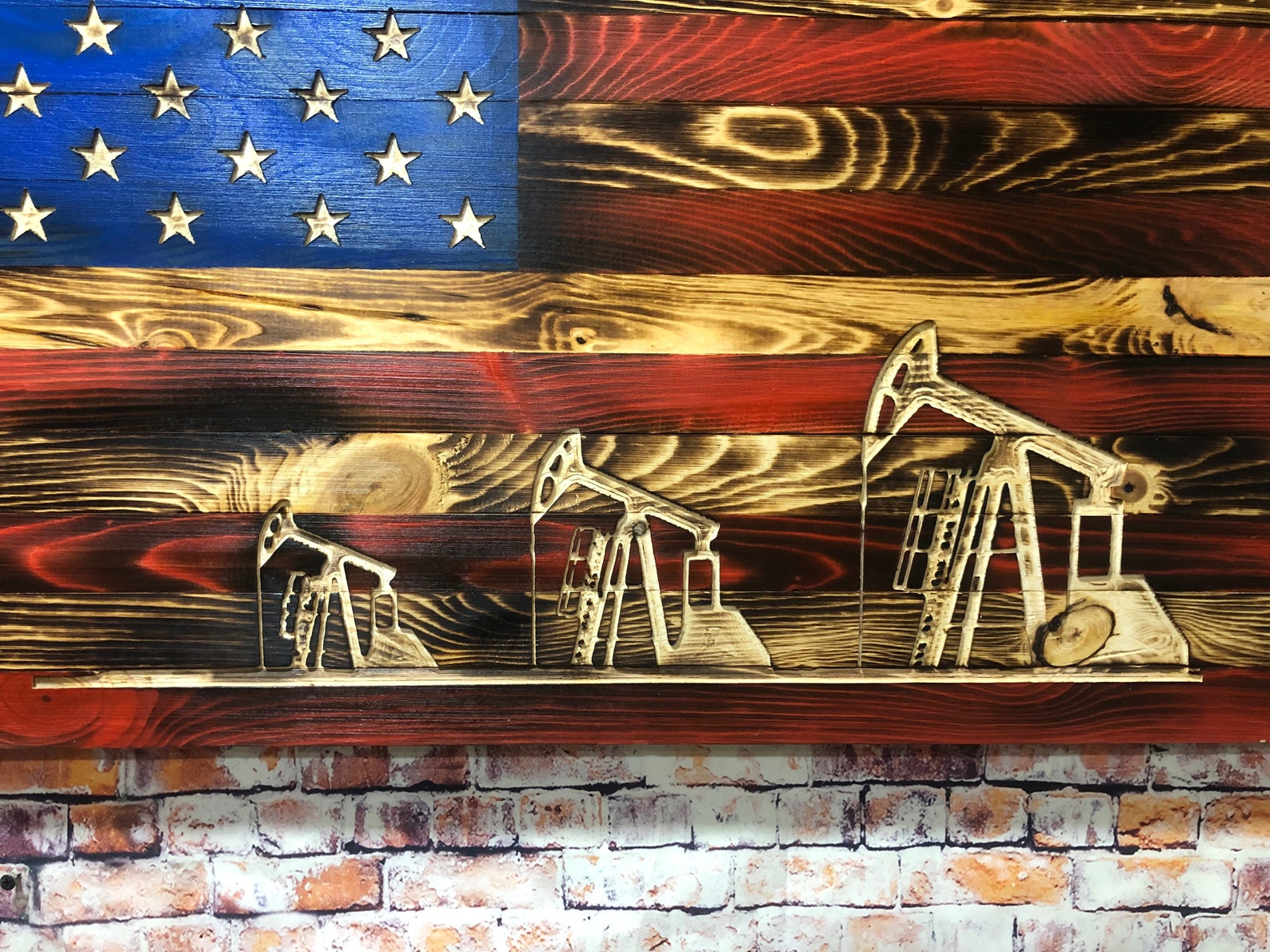 Oilfield Wooden Flag Wall Hanging Wall Decor Rustic - Etsy