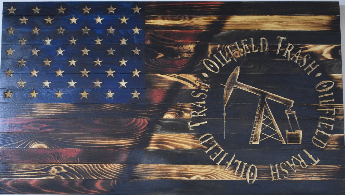 Oilfield/Pumpjack/Oilfield Trash/Flag/Wood Flag/Wall - Etsy France