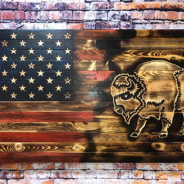 Wooden Buffalo Wall Art - Etsy