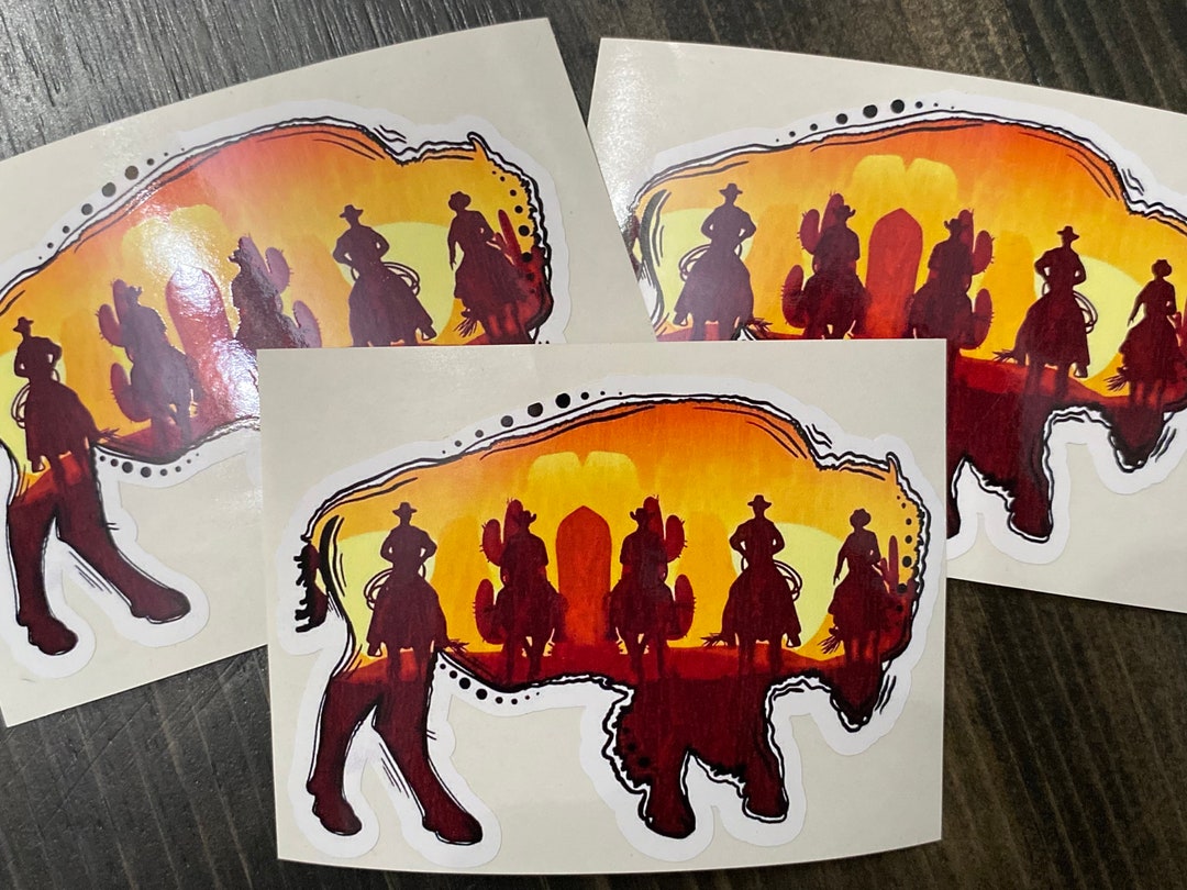 Buffalo Sticker/cowboy Scene/sticker/country/western/vinyl Stickers ...