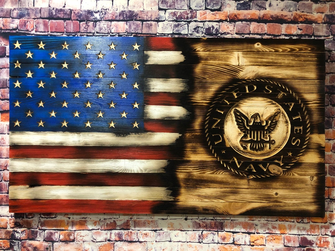 US Navy/military/gifts/wall Hanging/home Decor/wood Sign/american Flag ...