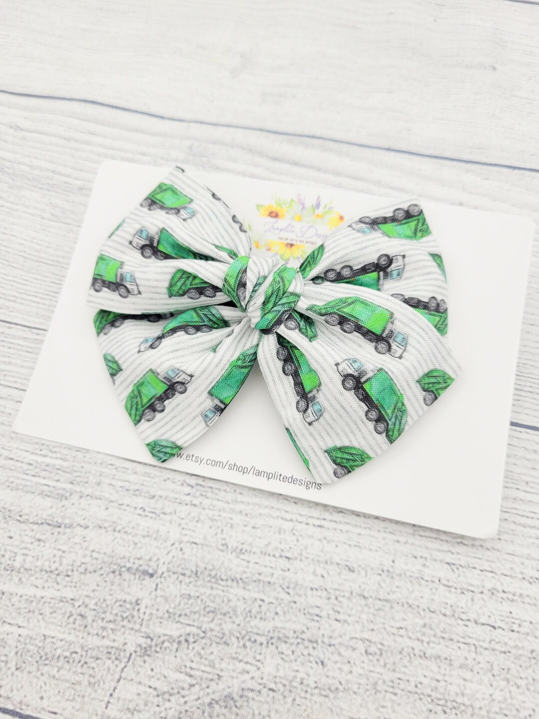 Garbage Truck Hair Bow - Trash Truck Fabric Bow - Construction Bow ...