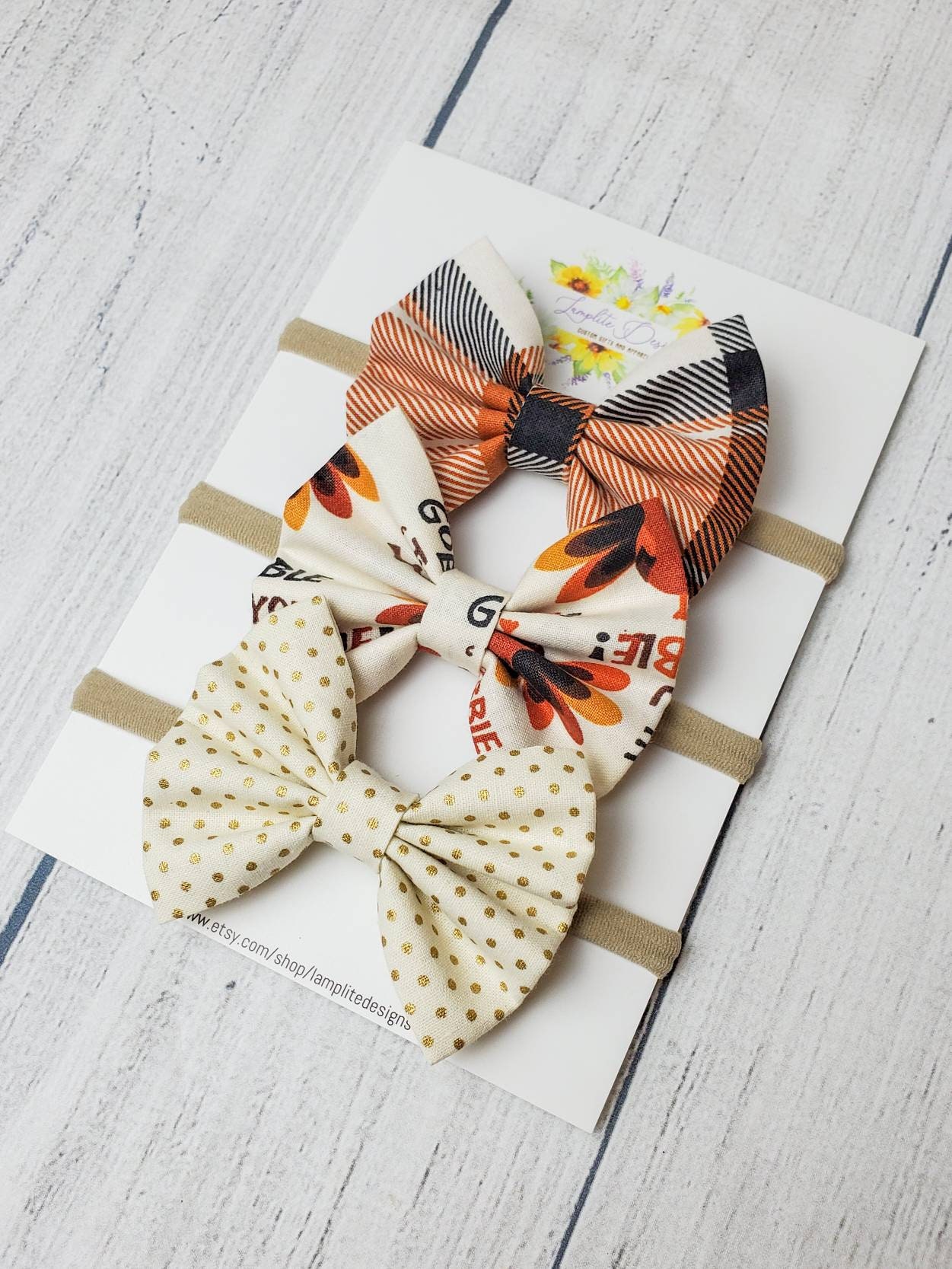 Gobble til you Wobble fabric hair bows Thanksgiving turkey | Etsy