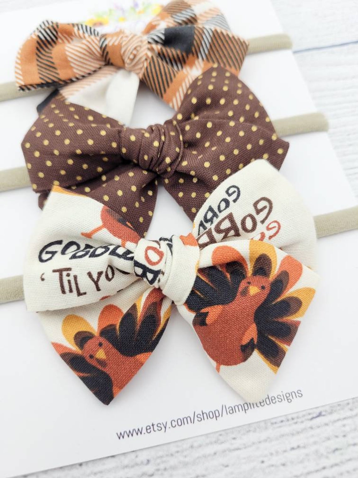 Gobble Til You Wobble Fabric Hair Bows Thanksgiving Turkey - Etsy