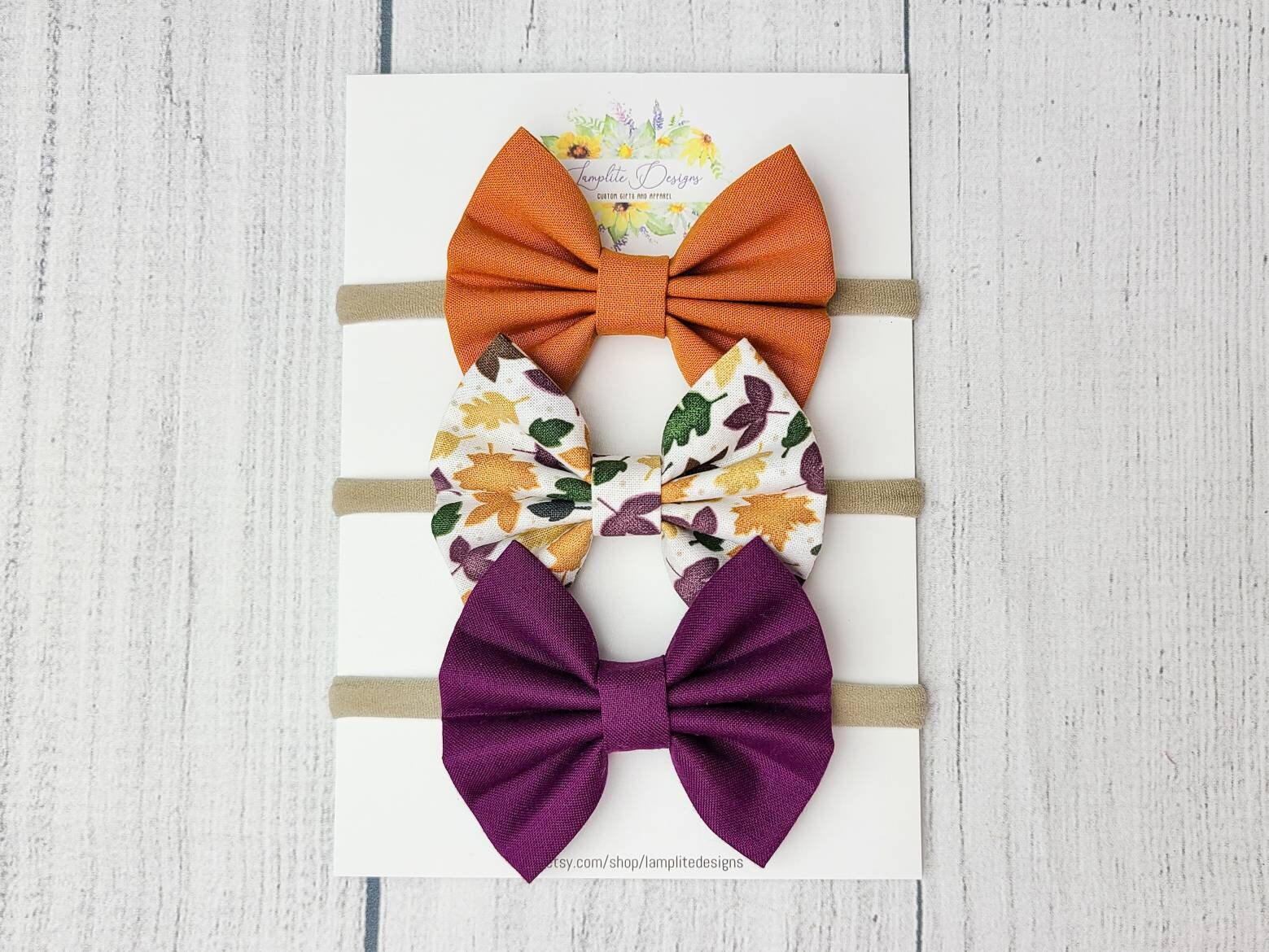 Autumn Leaves set of 3 Fabric Bows Berry Pumpkin Fall Bows | Etsy