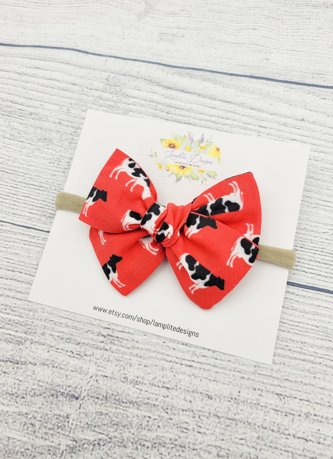 Cute Cow Fabric Hair Bow - Farm Animal Nursery - Baby Shower Gift ...
