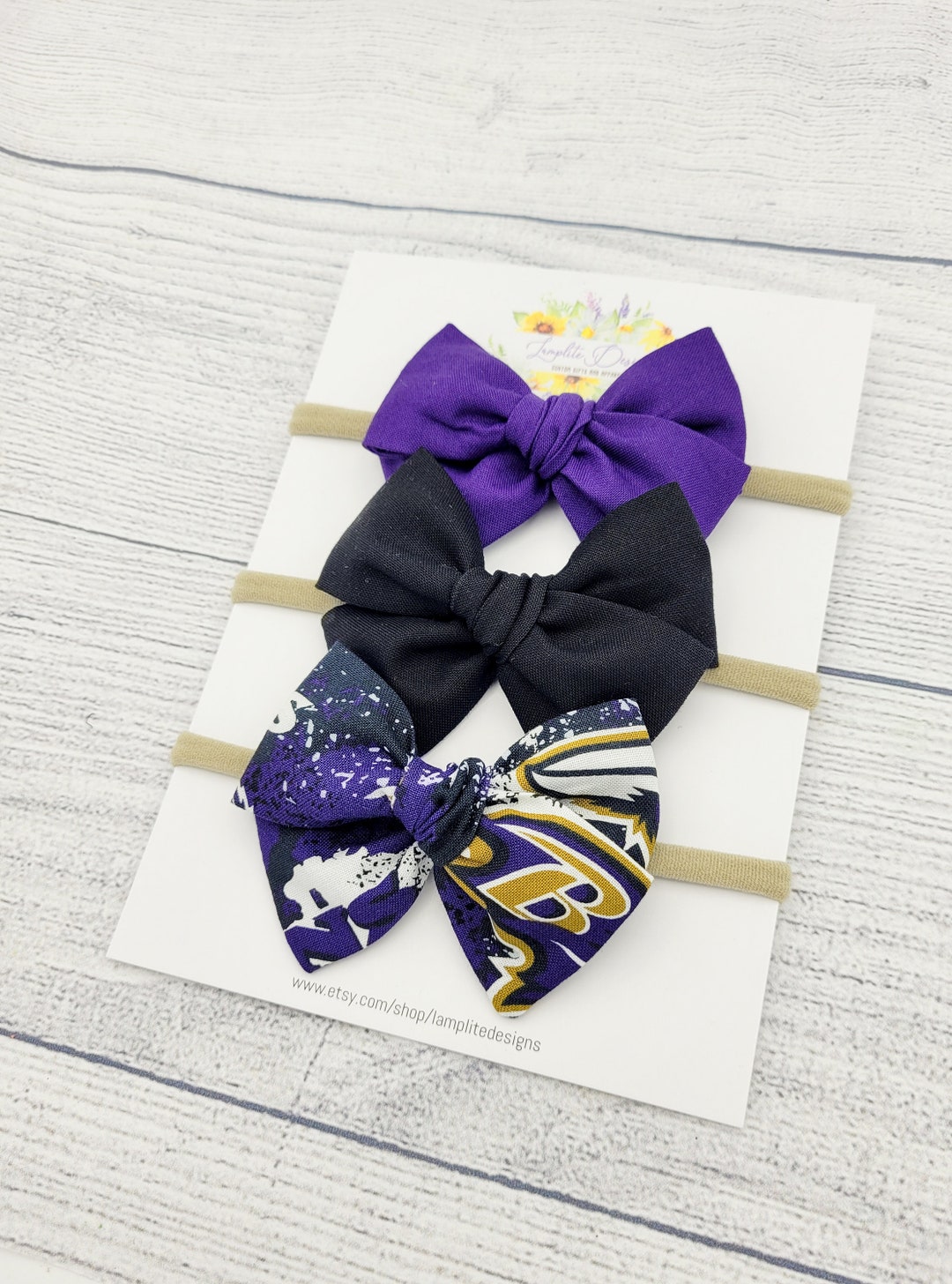 Baltimore Ravens Set of 3 Fabric Hair Bows - Ravens Hair Bows ...