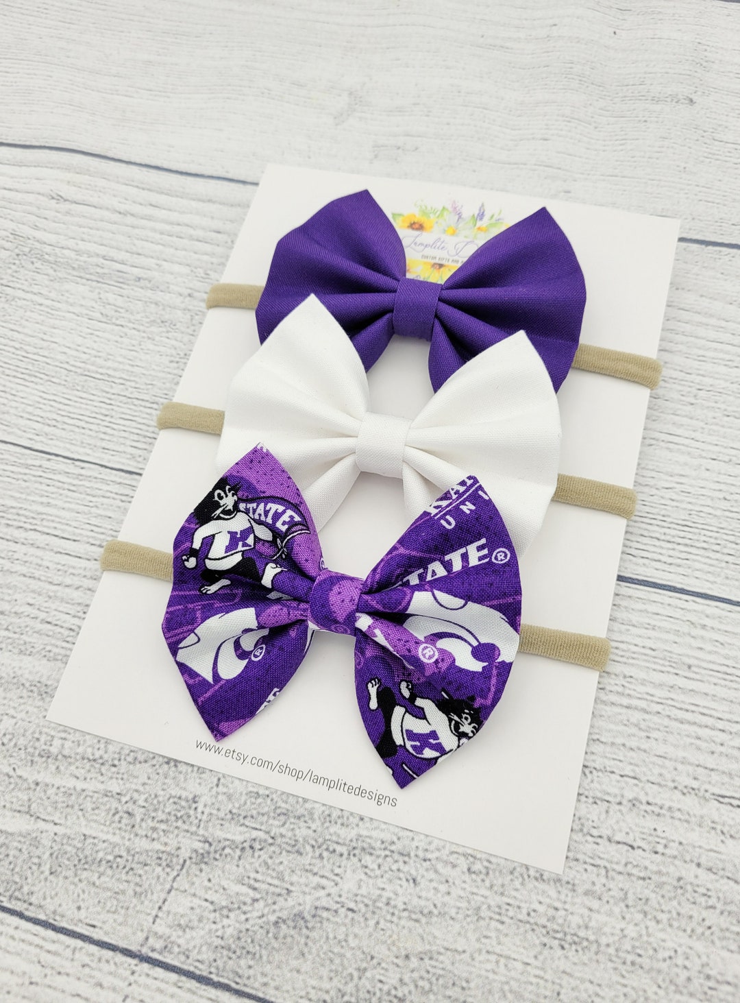 Kansas State Fabric Hair Bows Set of 3 Baby Bows Kansas State ...
