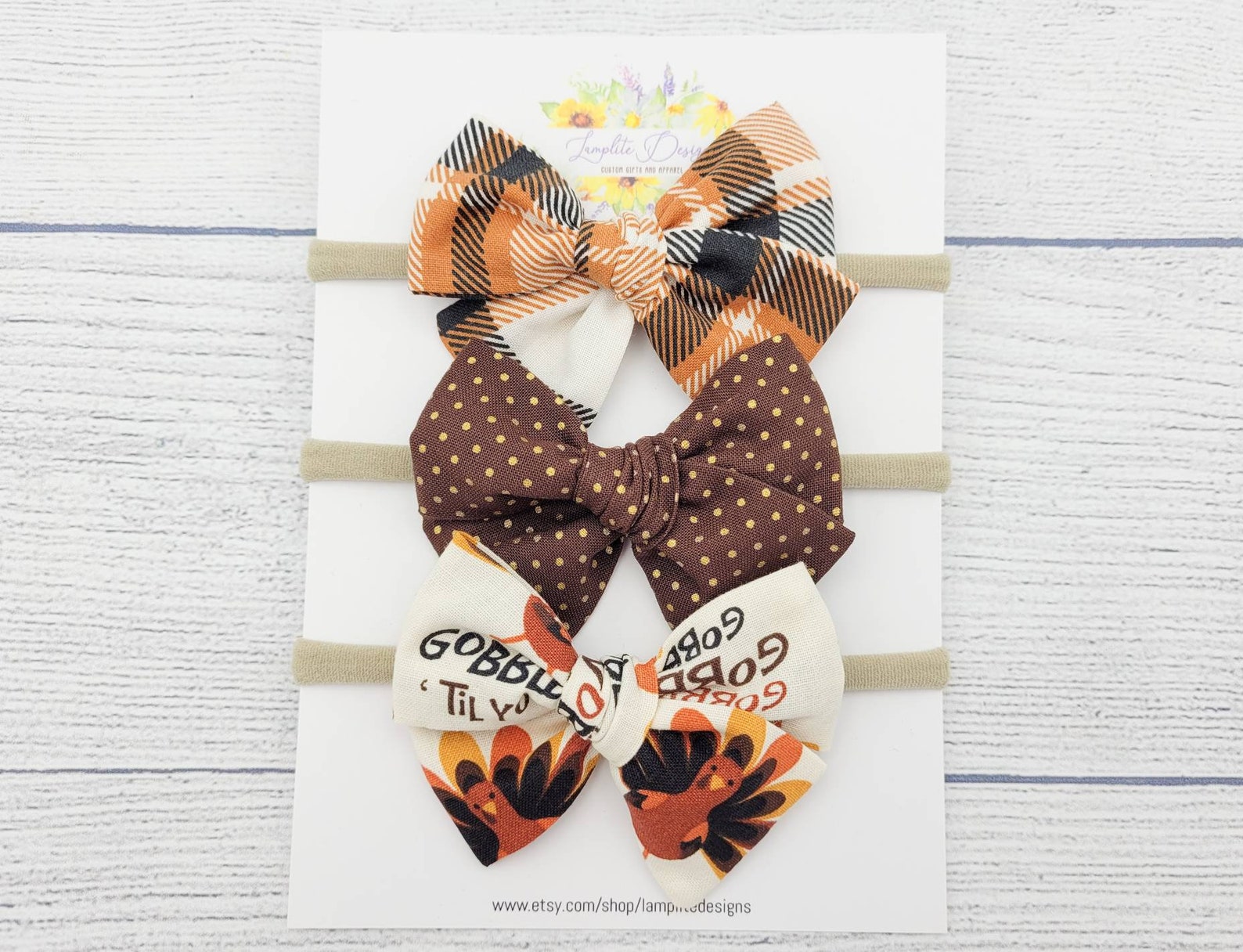 Gobble Til You Wobble Fabric Hair Bows Thanksgiving Turkey - Etsy