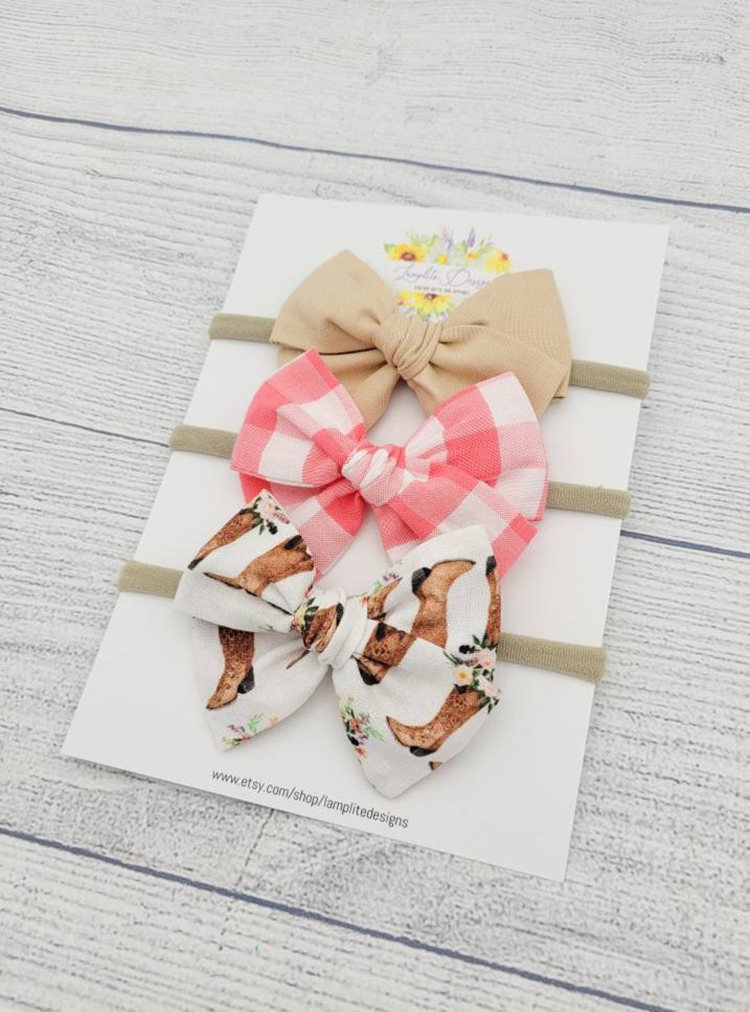 Little Cowgirl Set of 3 Bows - Fabric Baby Bows - Baby Headband - Baby ...