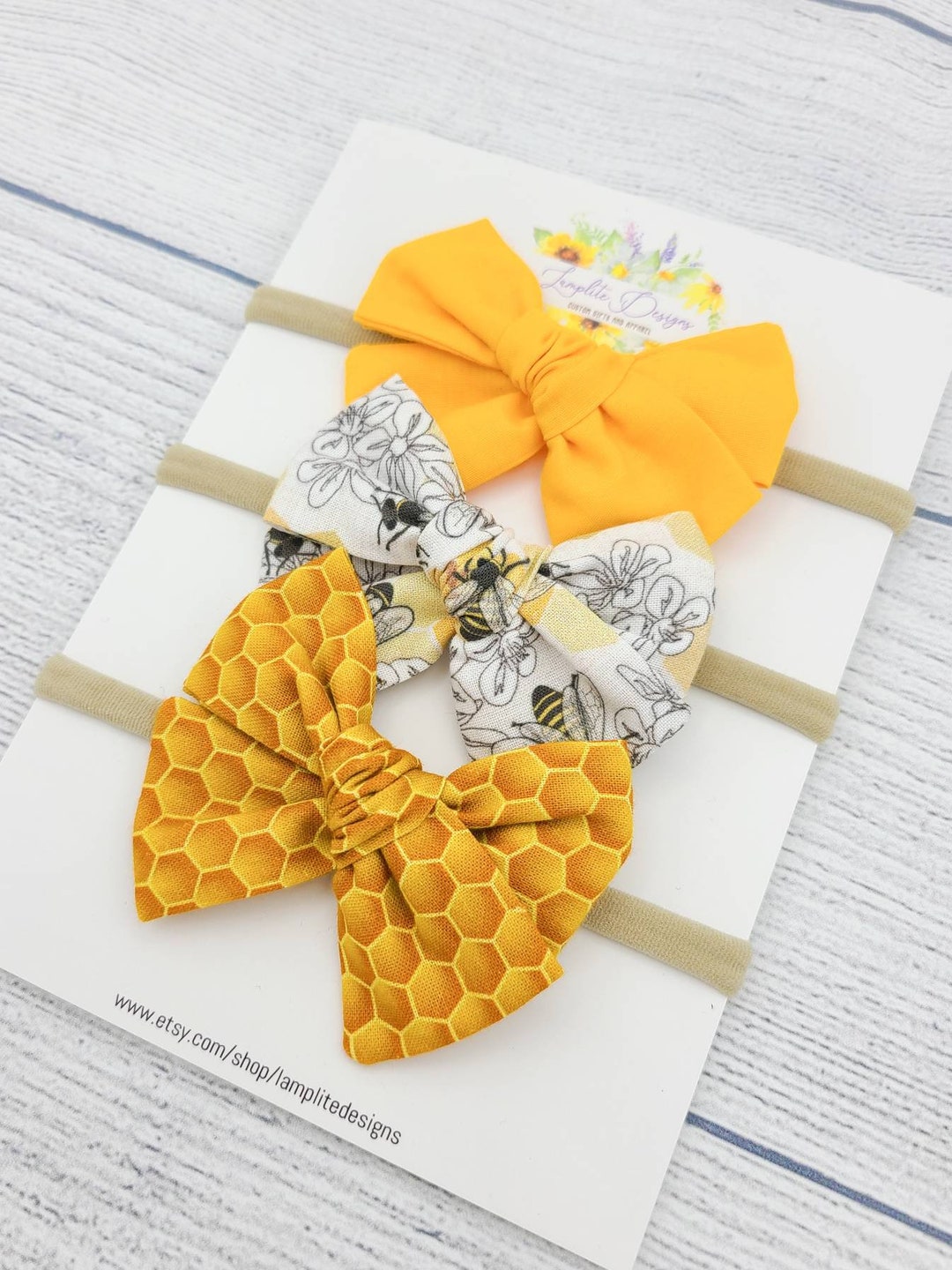 Honey Bee Fabric Hair Bows - Bee Hair Bow - Bee-day Party - Bee ...