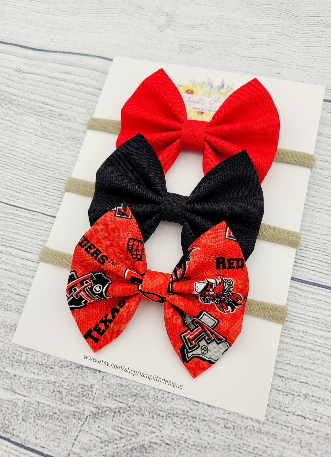 Texas Tech Fabric Hair Bows - Set of 3 Baby Bows - Red Raiders Football ...
